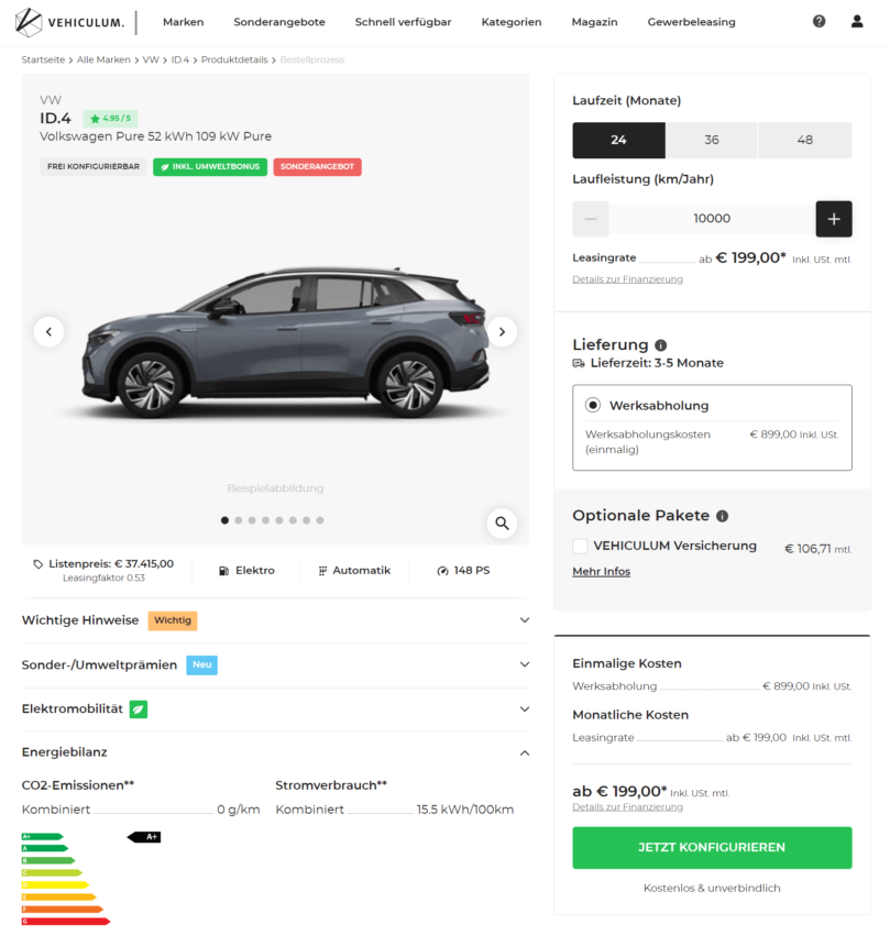 Volkswagen ID.4 im Leasing für 199 Euro im Monat brutto - ntv Autoleasing