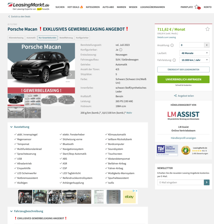 Porsche Leasing Kosten