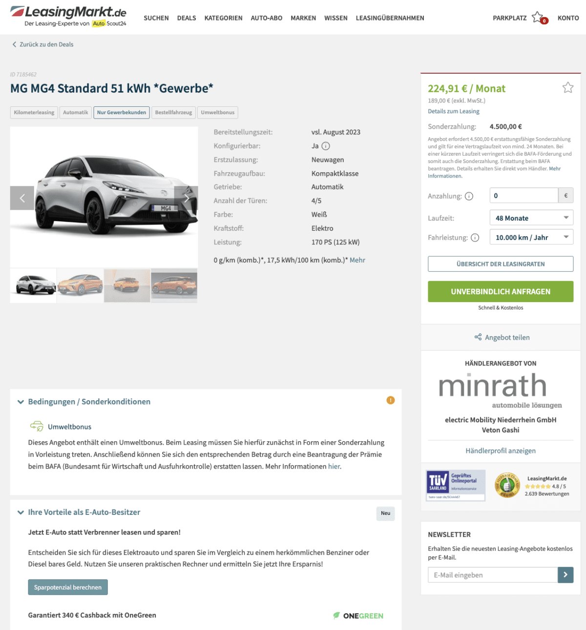 MG 5 EV im Leasing für 189 Euro im Monat netto - ntv Autoleasing