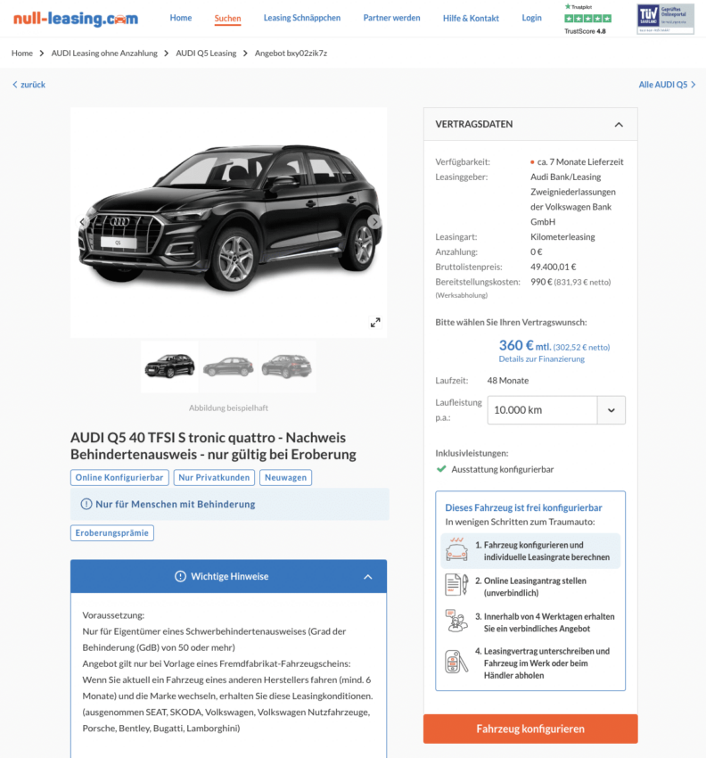 Spannende Auto Leasing Audi Bildernull