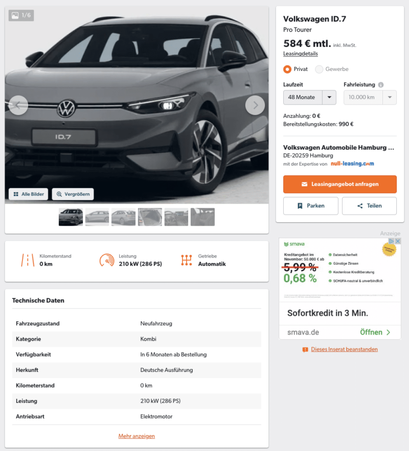 Vw Id 7 Leasing Privat