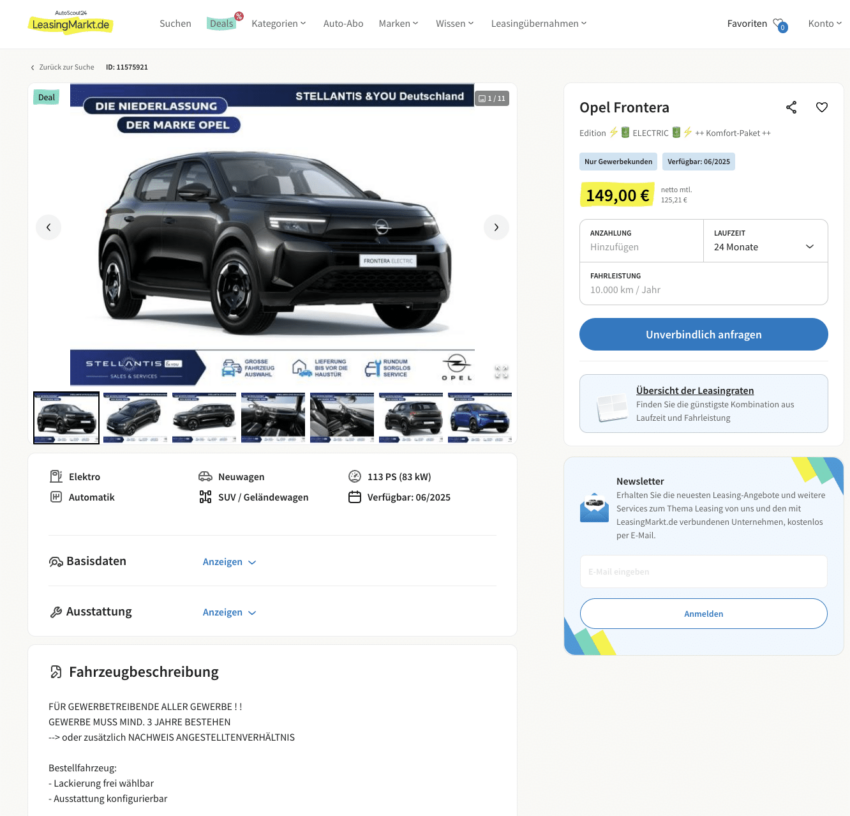 Auto Leasing Elektro