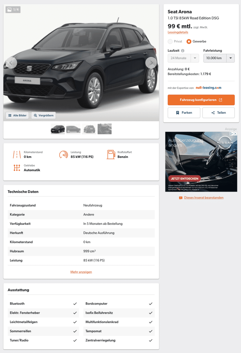 Leasing Für 99 Euro Ohne Anzahlung