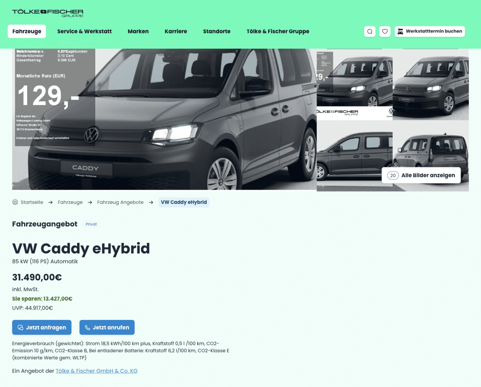 VW Caddy eHybrid als Kaufdeal für 31.490 Euro brutto - ntv Autoleasing