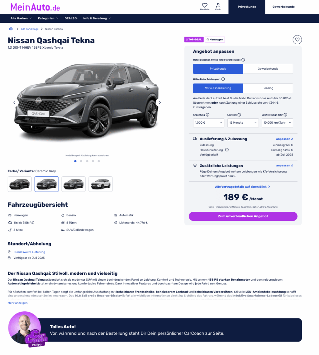 💥 Nissan Qashqai im Vario-Leasing ab 189 Euro brutto pro Monat - ntv ...