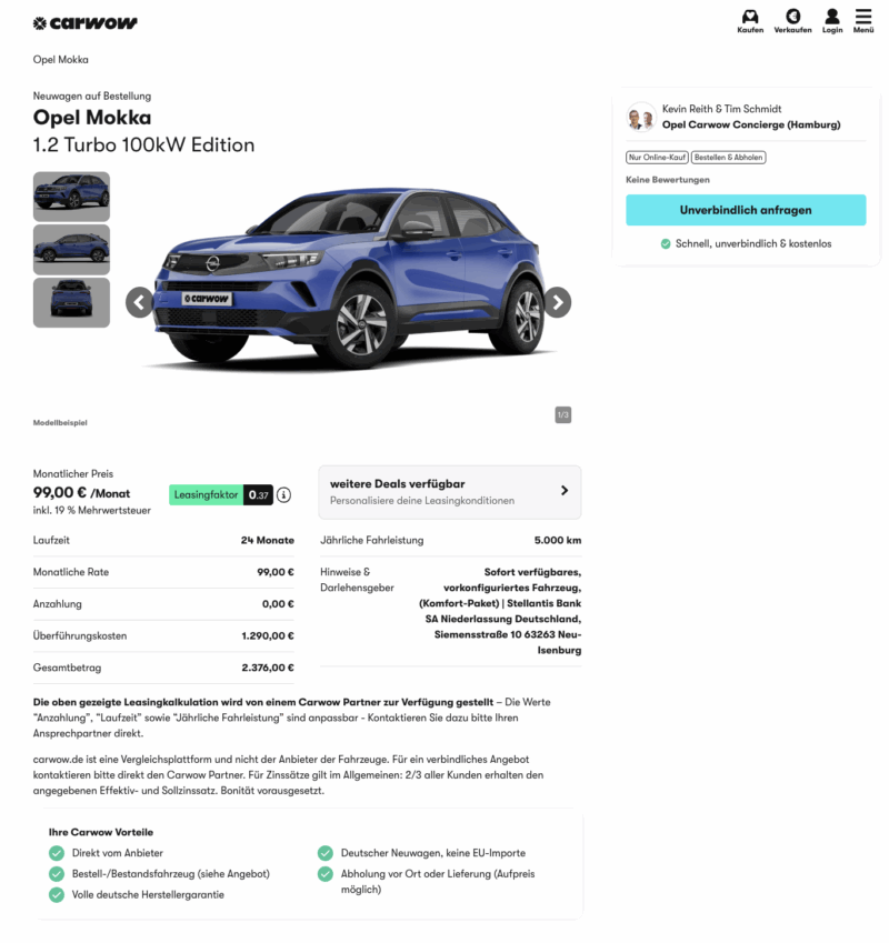 Opel Mokka im Leasing ab 99 Euro im Monat brutto - ntv Autoleasing