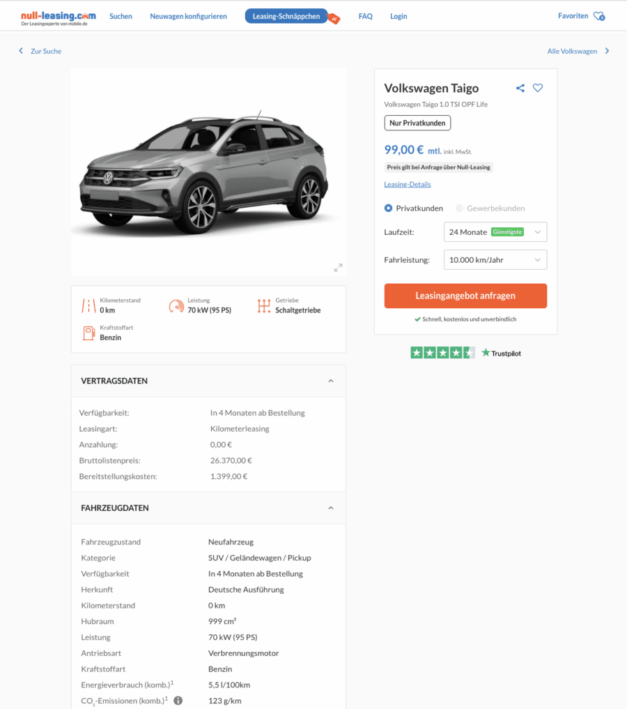 💥 VW Taigo im Leasing für 99 Euro im Monat brutto - ntv Autoleasing