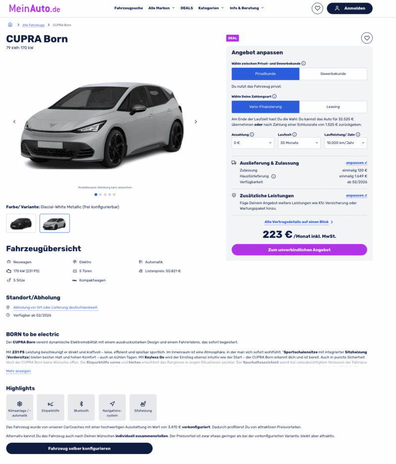 Cupra Born Leasing Privat